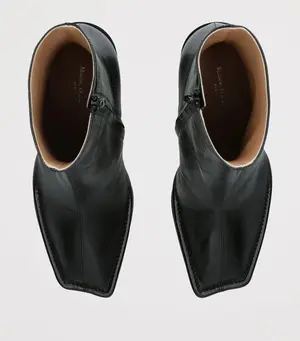 MAISON MARGIELA Leather Piped Ankle Boots 85