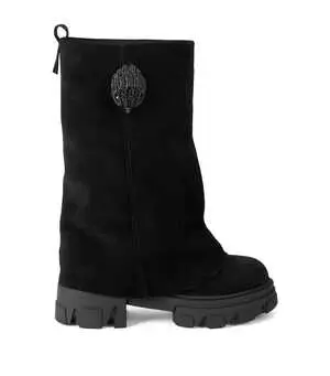 Kurt Geiger Suede Stomp Foldover Boots 50 - Black