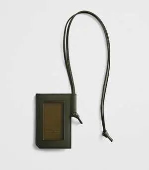 Bottega Veneta Leather Intrecciato Piccolo Badge Holder - Green