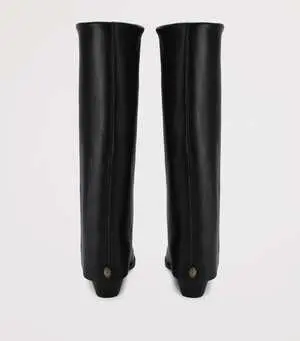 Kurt Geiger Leather Chiltern Foldover Boots 70 - Black