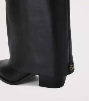 Kurt Geiger Leather Chiltern Foldover Boots 70 - Black