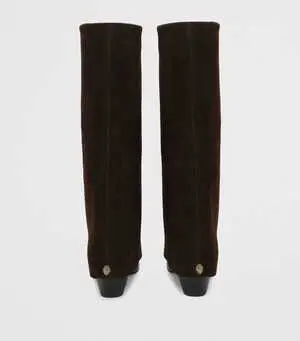Kurt Geiger Suede Chiltern Foldover Boots 70 - Brown