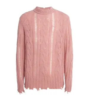 SYSTEM Cable-knit Distressed Sweater