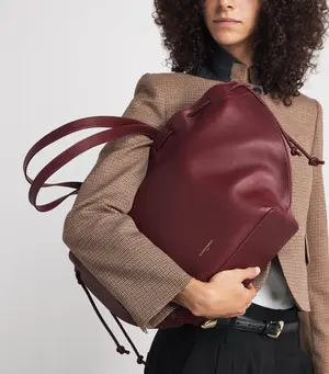 Claudie Pierlot Leather Drawstring Tote Bag