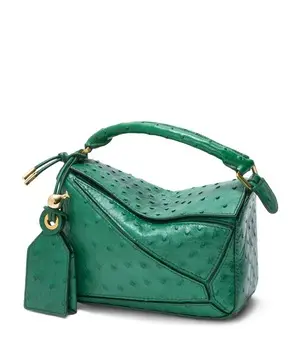 Loewe Mini Ostrich Leather Puzzle Top-handle Bag