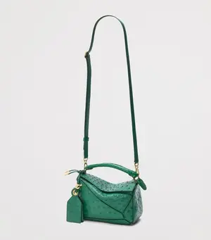 Loewe Mini Ostrich Leather Puzzle Top-handle Bag