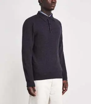 Sunspel Lambswool Knitted Polo Sweater