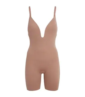 Spanx Shape Suit Your Fancy Plunge Mid-thigh Bodysuit Medium Control - Nude