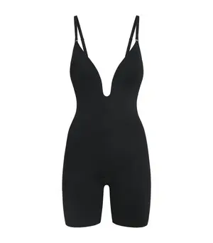 Spanx Shape Suit Your Fancy Plunge Mid-thigh Bodysuit Medium Control - Black