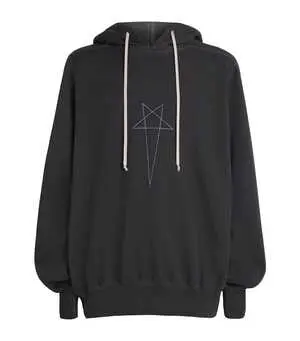 Rick Owens Cotton Pentagram Hoodie - Black