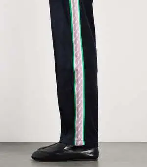 Drole De Monsieur Velour Embroidered Track Sweatpants
