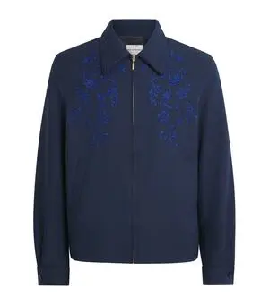 Drole De Monsieur Embroidered Bomber Jacket - Navy