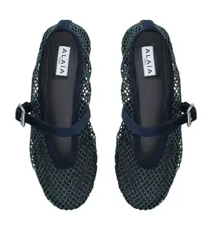 Alaïa Embellished Mesh Ballet Flats