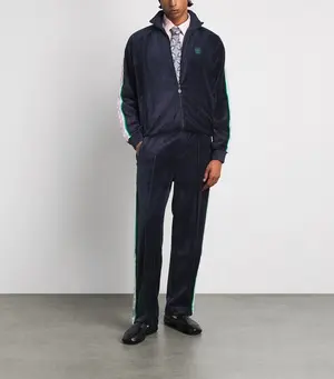 Drole De Monsieur Velour Embroidered Track Jacket