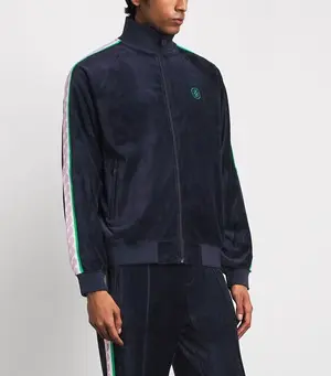 Drole De Monsieur Velour Embroidered Track Jacket