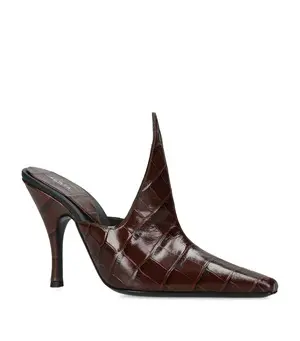Alaïa Croc-embossed Leather Sculptural Mules 100