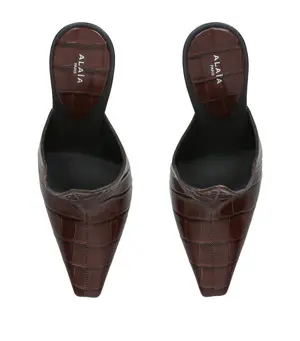 Alaïa Croc-embossed Leather Sculptural Mules 100