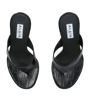 Alaïa Croc-embossed Leather Infra Thong Mules 90