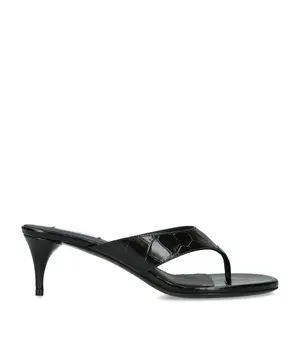 Alaïa Croc-embossed Leather Infra Thong Mules 55 - Black
