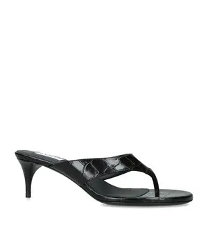 Alaïa Croc-embossed Leather Infra Thong Mules 55