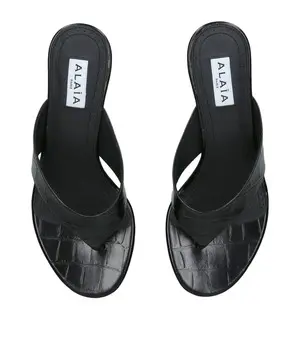 Alaïa Croc-embossed Leather Infra Thong Mules 55