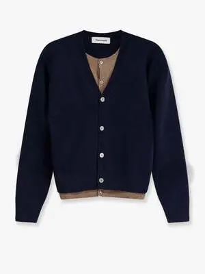 TONYWACK Layered Wool Blend Cardigan - Blue