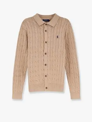 Polo Ralph Lauren Cotton Cardigan With Braided Knit - Brown