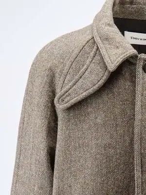 TONYWACK Singlebreasted Wool Coat With A Herringbone Pattern