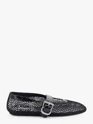 Alaïa Flat Leather Ballerinas With Crocodile Effect - Black