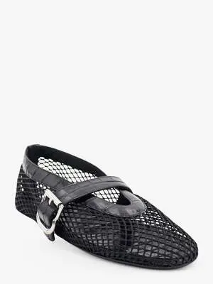 Alaïa Flat Leather Ballerinas With Crocodile Effect - Black