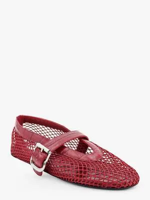 Alaïa Flat Leather Ballerinas With Crocodile Effect - Red