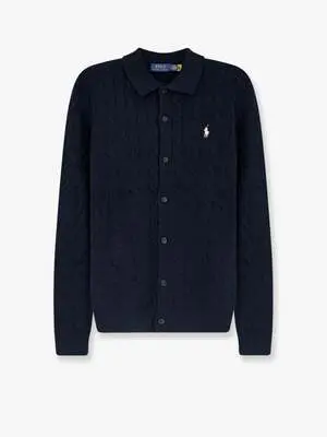 Polo Ralph Lauren Cotton Cardigan With Braided Knit - Blue