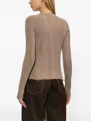 UMA WANG Ribbed-knit Distressed Top