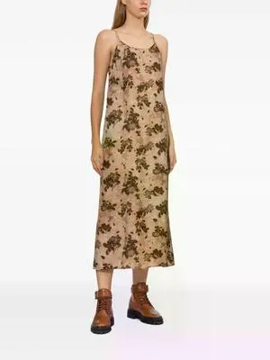 UMA WANG Floral-print Slip Dress - Brown