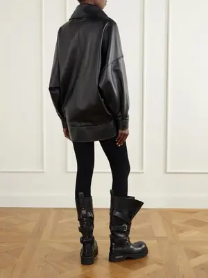 Balenciaga Oversized Paneled Leather Biker Jacket