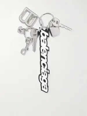 Balenciaga Paloma Leather And Silver- And Gold-tone Keyring - Black