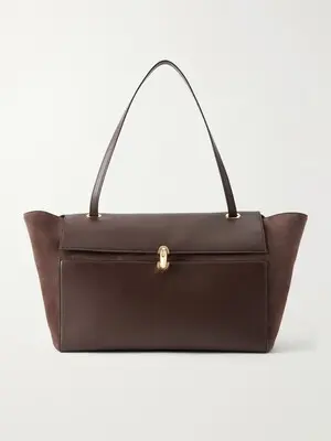 Savette Trapeze Leather-trimmed Suede Shoulder Bag - Brown