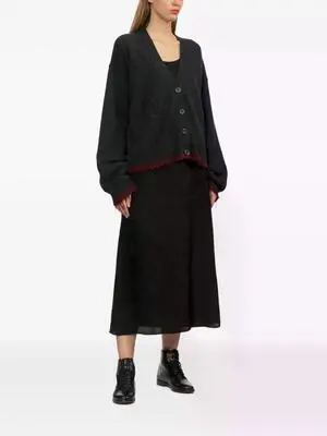 UMA WANG Distressed-effect Ribbed-trim Cardigan
