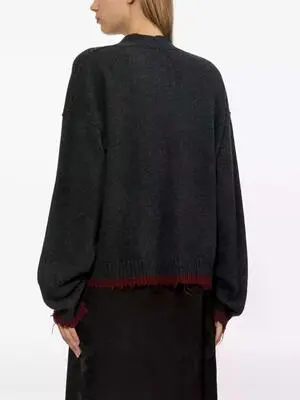UMA WANG Distressed-effect Ribbed-trim Cardigan