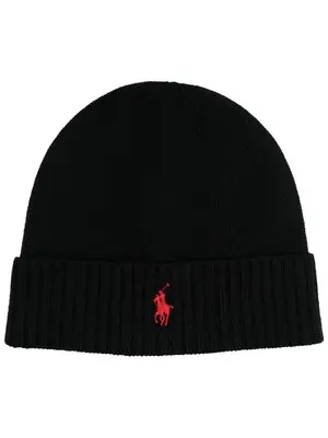 Polo Ralph Lauren Wool Beanie With Pony - Black