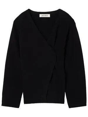 RÓHE Wrap Cardigan With Exposed Shoulders - Black