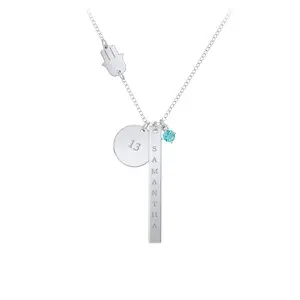 Jewlr Milestone Necklace With Hamsa Charm - Sterling Silver