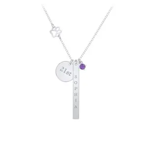 Jewlr Milestone Necklace With Paw Charm - Sterling Silver