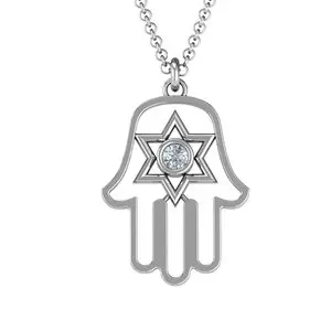 Jewlr Hamsa With Star Of David Pendant - Sterling Silver