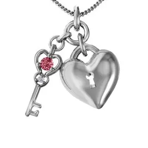 Jewlr Treasured Heart With Key Pendant - Sterling Silver