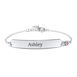 Jewlr Engravable Classic Bracelet With Birthstone - Sterling Silver