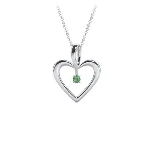 Jewlr Single Stone Heart Pendant - Sterling Silver