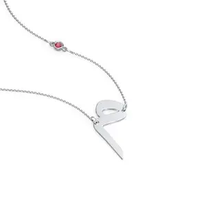 Jewlr Arabic And Farsi Initial Cutout Necklace With Birthstone