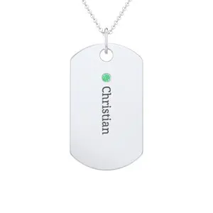 Jewlr Engravable Dog Tag Necklace With 1 Birthstone