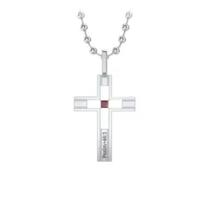 Jewlr Engravable Cut-out Silver Cross Pendant